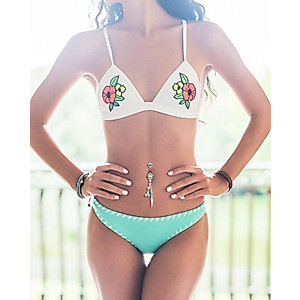 FIBO STEEL 9-10 Pcs Dangle Belly Button Rings for Women 316L Surgical Steel Curved Navel Barbell Body Jewelry Piercing