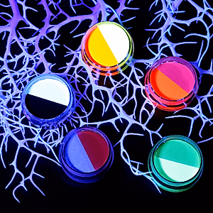 ecofavor Water Activated Eyeliner, UV Glow Neon Cake Paint, 10 Bright Color in 5 Cake Hydra Eye Liner,UV Glow Blacklight Luminous Body Face Makeup Paint, Costume Halloween and Club Makeup Art Paint…