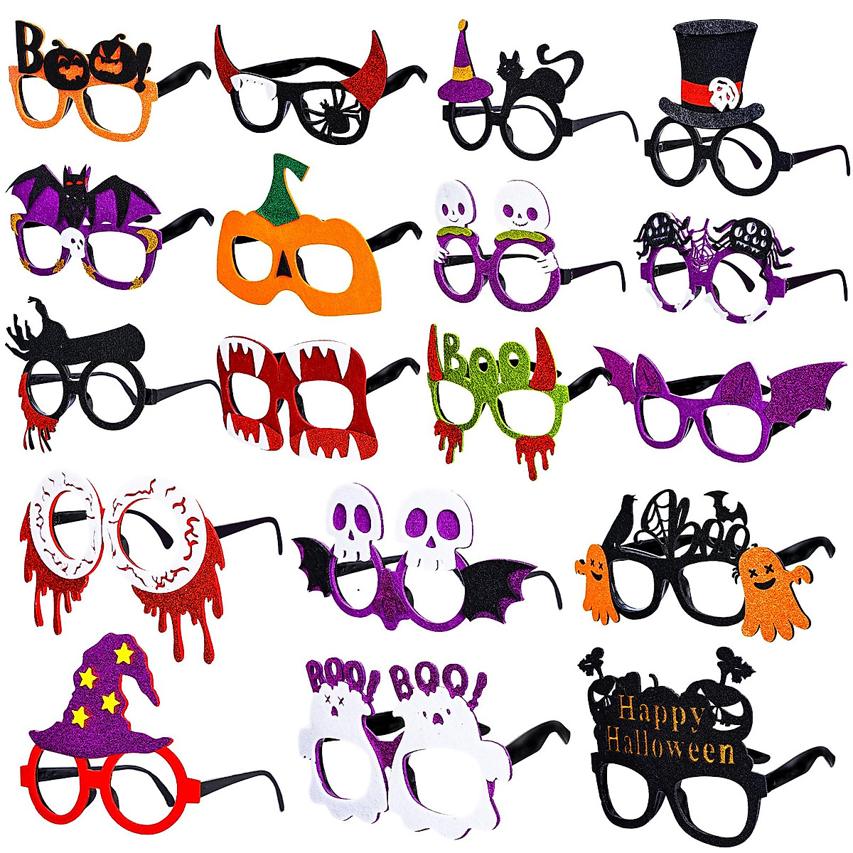 Garma 18 PCS Halloween Glasses for Kids Adults Funny Halloween Party Favors Photo Booth Props Costume Accessories Halloween Party Decorations