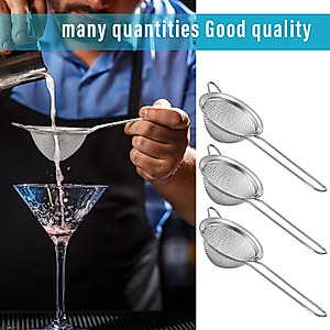 Epakh 9 Packs Stainless Steel Small Strainer, Steel Cone Shaped Cocktail Strainer for Juice, Tea Herbs, Coffee Drinks, Long Handle Coffee Food, 3.2 Inches Silver