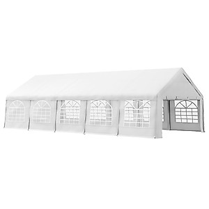 Outsunny 16' x 32' Heavy Duty Party Tent & Carport with Removable Sidewalls and Double Doors, Large Canopy Tent, Sun Shade Shelter, for Parties, Wedding, Outdoor Events, BBQ, White