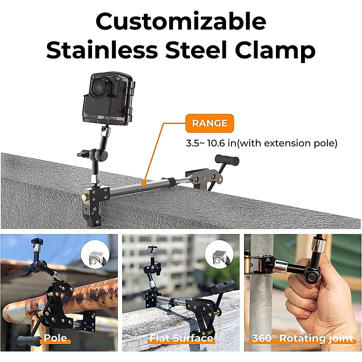 Brinno BCC2000 Lite Construction & Outdoor Weather Camera, TLC2020 Time Lapse Camera Waterproof Housing ATH1000 & Mounting Clamp ACC1000P – HDR FHD, 99 Day Battery Life, 360-Degree Tripod Arm