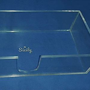 Sicily Guest Hand Towel Holder (5mm Acrylic) Multifold Paper Towel Dispenser (9.87”W x 4.75”D x 2.75”H) Hand Towel Napkin Holder for Bathroom and Kitchen Countertop - Bathroom Napkin Holder