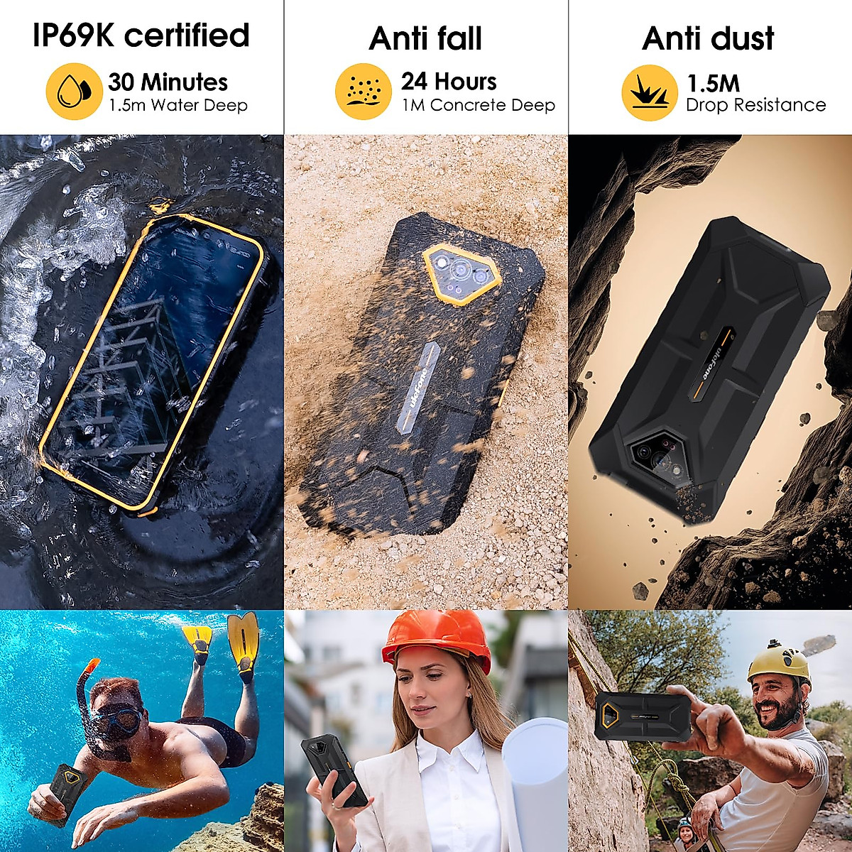Ulefone Rugged Phones, Armor X13 (12+64GB), 50MP Rear Camera, 24MP Night Vision Camera, Android 13 OS Rugged Smartphone, 6.52” Screen, 6320mAh, NFC, GPS, Package with Exclusive Armor Case- Black