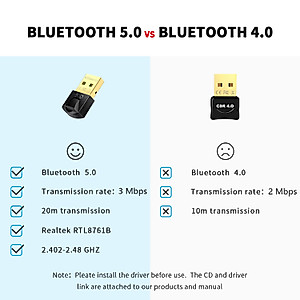 Bluetooth Adapter for PC 5.0, ALINKVITE Bluetooth Adapter for Win 11/10/8.1/8/7, Bluetooth Dongle with Ultra-Range, Mini-Sized, Dual-Mode, Bluetooth Dongle for PC