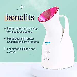 SpaLife Nano Ionic Facial Steamer - Face Steamer for Deep Facial Cleaning, Skin Hydration, and Pore Unclogging - Facial Humidifier for Skin Care - Portable and Professional Spa Facial Steamer