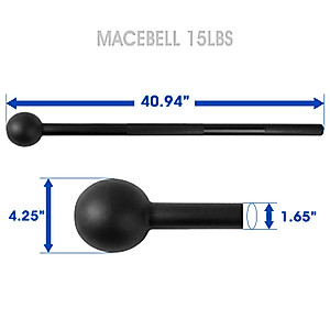 Yes4All Steel Mace Bell for Strength Training, Shoulder, Grips & Forearms Workouts - 15 Pounds