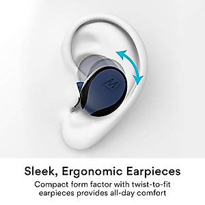 MEE audio X10 Truly Wireless in-Ear Headphones with Ergonomic Design, IPX5 Sweat Resistance, and 4.5 Hours Battery Life (23 Hours with Included Compact Charging case) (Blue)