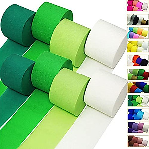 Green Crepe Paper Streamers 8 Rolls, Party Streamers for Birthday Wedding Baby Bridal Shower Decorations Halloween Christmas Craft Supplies (1.8 Inch x 82 Ft/Roll，656ft)