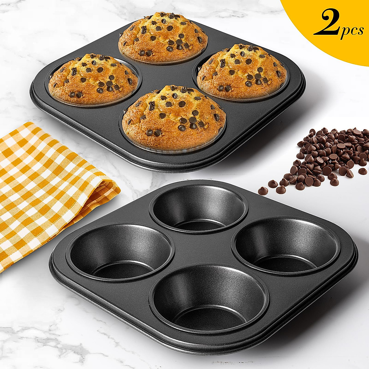 Yomvzake Air Fryer Muffin Pan, 2 Pack Cupcake Molds for Air Fryer Toaster Oven, Nonstick Cupcake Baking Pan for Counter Top Oven Small Oven