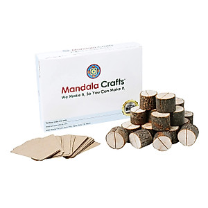 Mandala Crafts Wood Place Card Holders for Table - Wooden Card Holder for Wedding Gift Table Photos Name Tags - 20 Rustic Wood Table Number Holders 30 Cards