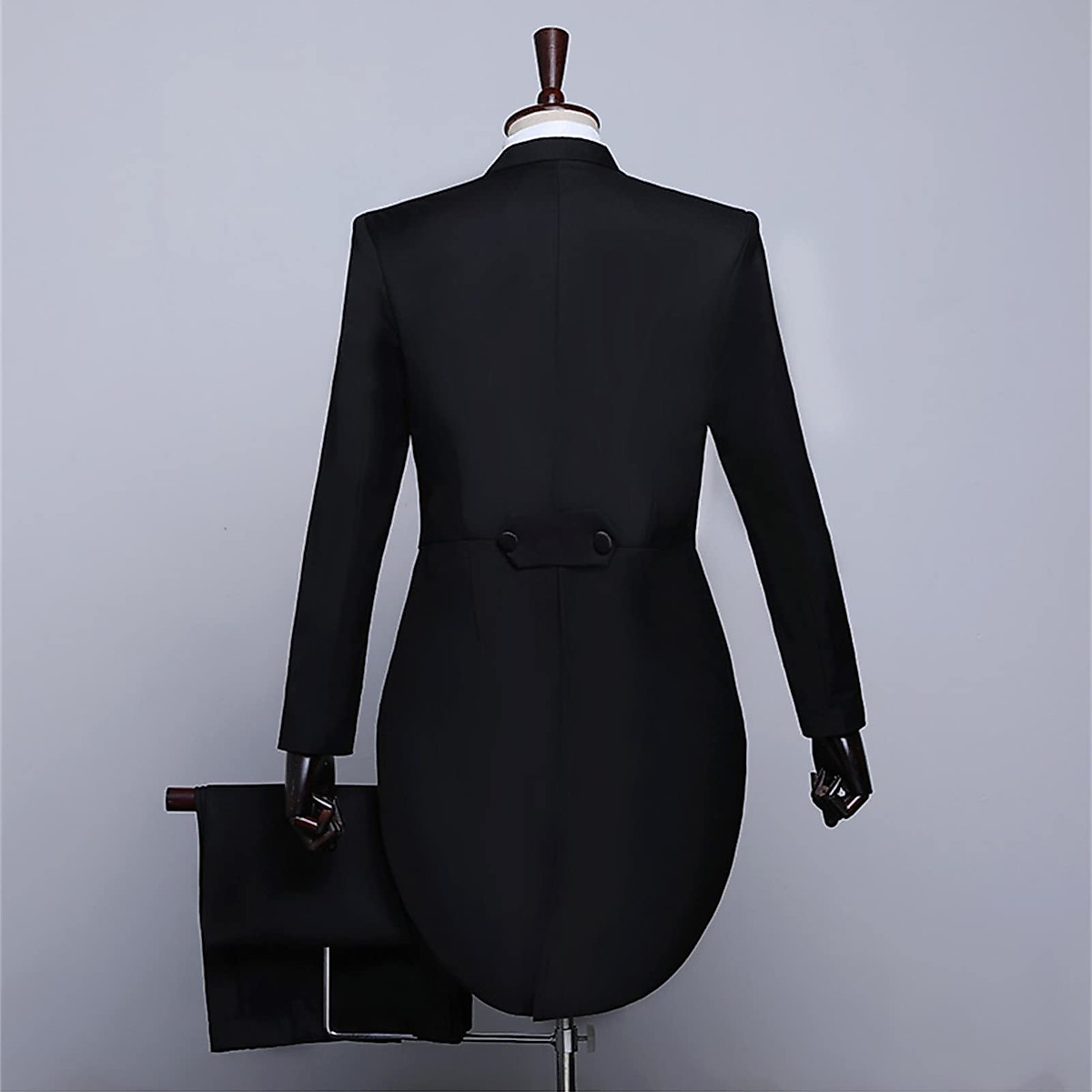 Mens Formal Tuxedo Jacket Set Solid Slim Fit Tailcoat Blazer Sets Swallowtail Dinner Party Wedding Tux Dress Coat (Black 1,XX-Large)