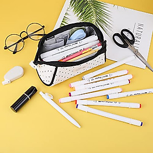 iSuperb Portable Pencil Case Large Capacity Trapezoid Shape Pencil Bag Canvas Zipper Stationery Organizer Storage Cosmetic Makeup Pouch for Women