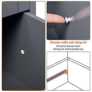 Yaheetech Kitchen Island Cart on Wheels with Storage, Rolling Bar Cart with Solid Wood Top and 3 Drawers, 3 Removable Shelves, Serving Utility Carts for Dining Room/Small Kitchen, Dark Gray