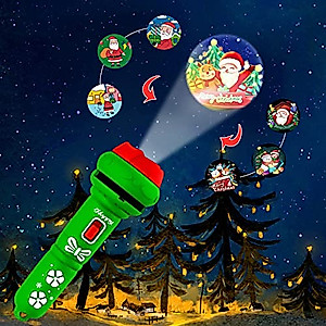 Projection Flashlight Light Toys Early Knowledge Picture Christmas Pattern Stalls Toys Flashlight Christmas Projector Realistic 24 Patterns Santa Christmas Tree