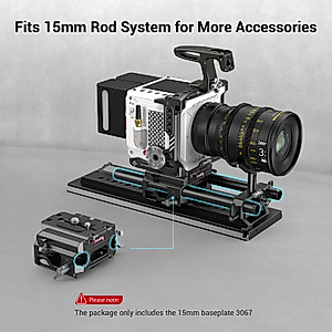 SmallRig Lightweight Base Plate Riser System with Dual 15mm Rod Clamp, Base Plate Magnesium Alloy Version, w/Plate for Manfrotto Style, 40% Lighter - 3067