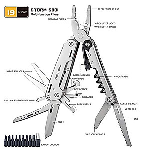ROXON S801S STORM 16 in 1 multitool pliers EDC for Camping, Outdoor with Lockable Saw Blade with Nylon Case (S801S)