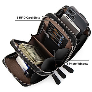 Pearl Angeli Small Crossbody Bag RFID Cellphone Wallet Purse Mini Ladies Handbag Purse with Shoulder Strap(Matte Black)