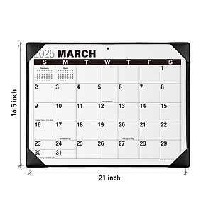 Nekmit Yearly Monthly Desk Pad Calendar, Wall Calendar for Planning, Ruled Blocks, Black