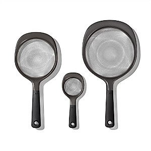 OXO Good Grips 3-Piece Strainer Set (Black) and 2-Piece Plastic Cutting Board Set (Clear)