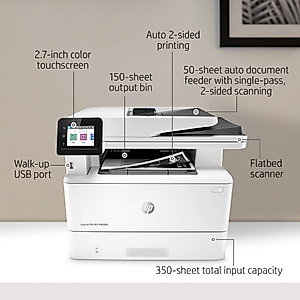 HP Laserjet Pro MFP M428fdn Monochrome Laser All-in-One Printer, Print Scan Copy Fax, Automatic 2-Sided Printing, 40 ppm, 250-sheet, 1200 x 1200 dpi, 512 MB, Bundle with JAWFOAL Printer Cable