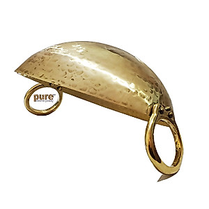 Pure Source India Heavy Duty Brass Kadhai, for Cooking Serving,(Brass Kadai 10 x 3.5 Inch)