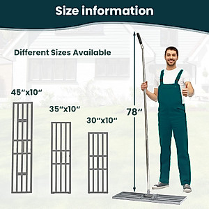 Dremmt Lawn Leveling Rake 30x10 inch, (Professional-Grade) Lawn Leveler Tool with Stainless Steel Handle Rakes for Lawns Heavy Duty Landscape Rake for Backyard, Garden, Golf Course, Farm, Pasture