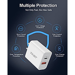 USB C Wall Charger, GLUGRU 3-Pack 20W Type C Fast Charger Block Plug Adapter Dual Port PD + Quick Charger USBC Charging Brick Cube for iPhone 14 13 12 Pro Max Mini 11 SE XS X, Pad, AirPods, Samsung