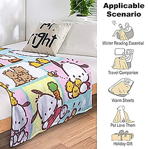 Ladycute P0ch-acc0 Flannel Throw Blanket Cozy Plush Prevent Pilling Warm for Bed Living Room Couch Sofa Chair Travel 40x50