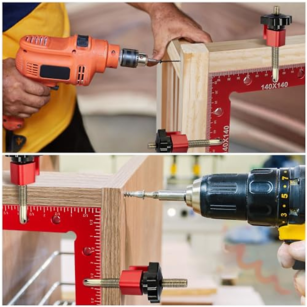 W B D WEIBIDA 90 Degree Clamps For Woodworking, Positioning Squares Right Angle Clamps 2 Pack, 5.5" X 5.5" (140 x 140mm) Aluminum Alloy Corner Clamps Tools For Cabinets, Picture Frame, Drawers