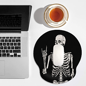 Britimes Ergonomic Mouse Pad with Wrist Support Black Human Skeleton Non-Slip Rubber Base Mousepad for Home Office Gaming Working Computers Laptop Easy Typing & Pain Relief