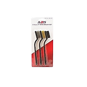 ABN 7in Mini Wire Detail Brush 3pc Set – Nylon, Brass, Stainless Steel – Metal Detail Brushes for Cleaning & Automotive