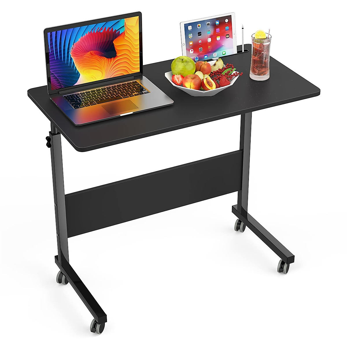 SogesPower 31.5 inches Mobile Laptop Desk with Slot Adjustable Side Table Computer Stand for Bed Sofa, Black