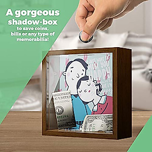 Wedding Gifts for Couples Unique 2022 | 6x6x2 Glass Wooden Shadow Box | Marriage Day Gifts | for Wedding Photo Frames | Perfect Personalized Wedding Anniversary | Ideal for Marriage Bedroom Decor