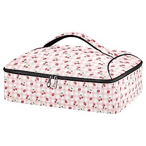 Kcldeci Insulated Thermal Food Carrier Insulated Casserole Carrier for Hot or Cold Food,Cherries and Strawberries Insulated Tote Bag for Potluck Cookouts Parties Picnic,Lasagna Lugger