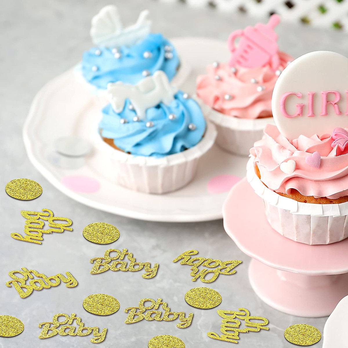 160 Pieces Baby Shower Confetti Gold Confetti Glitter Gold Decorations Baby Shower Party table Decorations Crown Confetti Baby Circle Dots Confetti for Baby Shower Parties (Baby, Circle Dot Style)