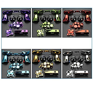 Full Set Bumper Trigger Buttons Guide Dpad RT LT RB LB ABXY ON Off Button Kit for Xbox One Slim Xbox One S Controller Replacement + T8 T6 Screwdrivers Set (Chrome Purple)