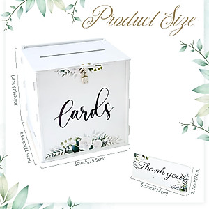 OurWarm White Wedding Card Box with Lock, PVC Gift Card Box for Wedding Reception, Eucalyptus DIY Wedding Money Envelope Card Box for Party Graduation Baby Shower Birthday Decorations