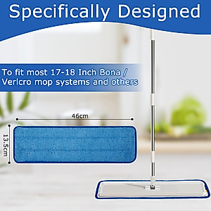 12 Pack Replacement Microfiber Pad for Universal Commercial 18 Inch Mop Head- Heavy Duty - Wet & Dry Commercial Cleaning Refills Reusable Mop Refills Fit for Most Microfiber Flat Mop System