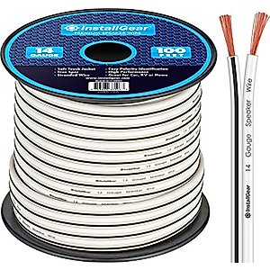InstallGear 14 Gauge AWG Speaker Wire Cable (100ft - White) | White Speaker Cable | Speaker Wire 14 Gauge | 14 Gauge Wire for Outdoor, Automotive, and Marine