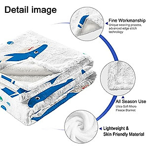 YRAQLVU Shark Throw Blanket Cute Baby Blankets for Couch, Warm Bath Shark Fleece Flannel Blanket for Unisex Adults Boys Girls Fish Gifts Decor, Ultra-Soft Lightweight Cozy Blanket, 40x50 Inches