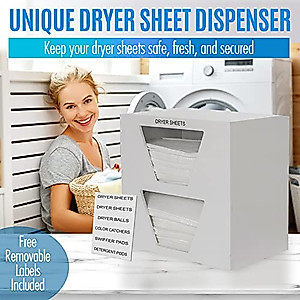 SEREIINO Wooden Dryer Sheet Holder - Modern Farmhouse Decor Laundry organizer - Rustic Dryer Sheets Dispenser Container - Laundry Room Storage and Accessories For Fabric or Softener Sheet Countertop