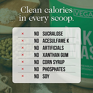 Naked Mass - Vanilla Vegan Weight Gainer - 8Lb Bulk, GMO Free, Gluten Free, Soy Free & Dairy Free. No Artificial Ingredients - 1,230 Calories - 11 Servings