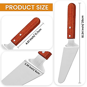 10 Pack Wooden Handle Pizza Pie Server Stainless Steel Pizza Spatula Non Slip Triangular Spade Spatula Pie Spatula for Cake, Dessert, Tart, Pie and Pizza