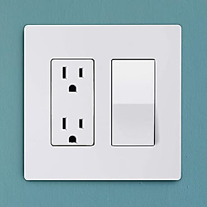 Bates- Screwless Decorator Wall Plates, Two Gang Switch Plate Covers, 4 Pack, Screwless Wall Plates 2 Gang, White Switch Plate Covers, Switch Cover Plate, Wall Switch Cover, Electrical Outlet Cover…