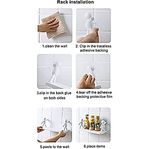 Giroayus Punching-Free Villain Storage Rack The Kitchen Toilet Receive Shelf，Floating Shelves Bathroom Wall Mounted Shelf (White, 4pc)