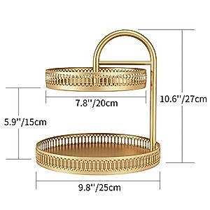 Vivevol 2 Tier Cupcake Stand, Gold Cake Stand for Dessert Table, Makeup Organizer for Vanity, Bathroom Organizer Countertop