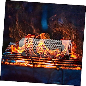 Yardwe 1 Set Smoker Wood Pellet Outdoor Gas Grill Gas Grill Accessories Bbq Wood Pellet Tube Smoker Barbecue Smoker Tube Gas Grills Sturdy Barbecue Tool Stainless Steel Smoker Pipe Silver