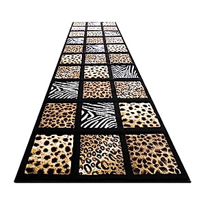 Masada Masada Rugs 3'x10' Animal Prints Runner Rug - Design S251 Black
