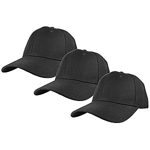Gelante Plain Blank Baseball Caps Adjustable Back Strap 3 PC-001-Black